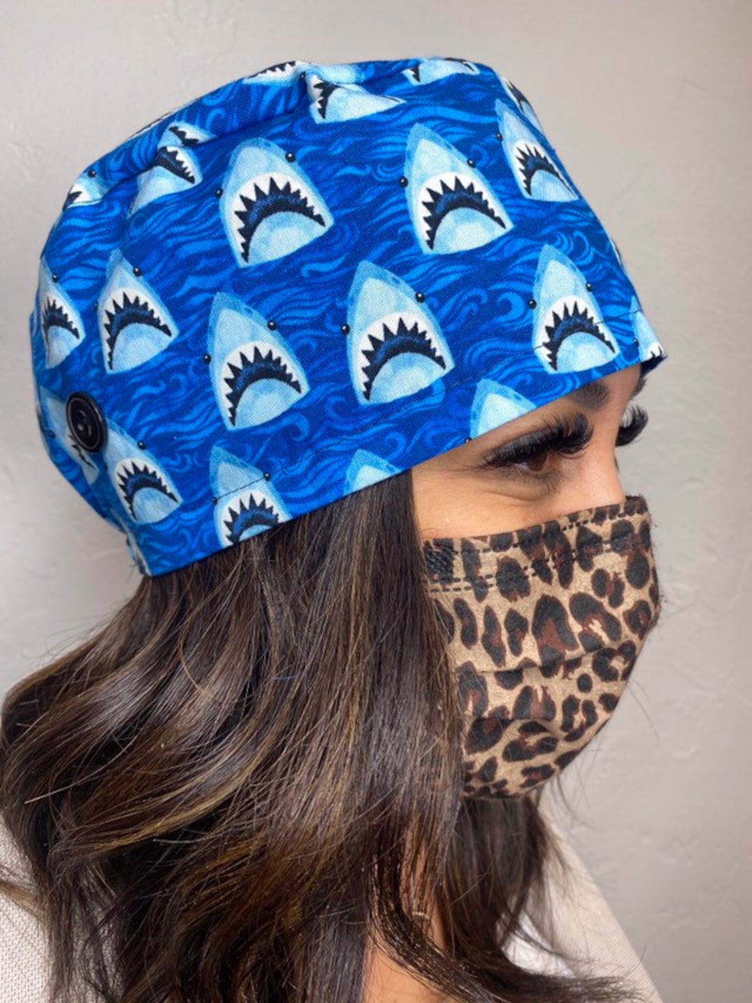 Scrub Cap/killer Shark Scrub Cap - Etsy