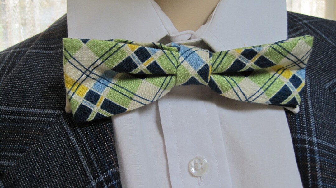 Plaid Banded Bow Tie - Etsy