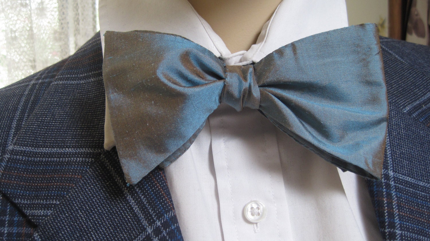 Teal Silk Bow Tie - Etsy UK