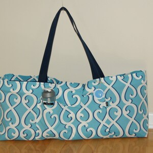 Large Yoga Bag With Quilted Lining. Light Blue With Navy/white - Etsy