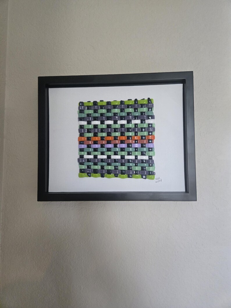 Fused Glass Weave, 11 X 14 Mount on Canvas, Framed , Stunning Piece ...