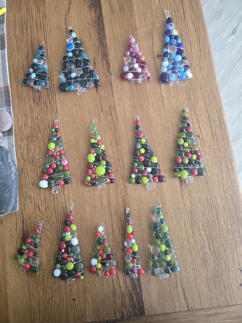 Glass Fused Tree Ornaments, One of a Kind, Various Colors, Special ...