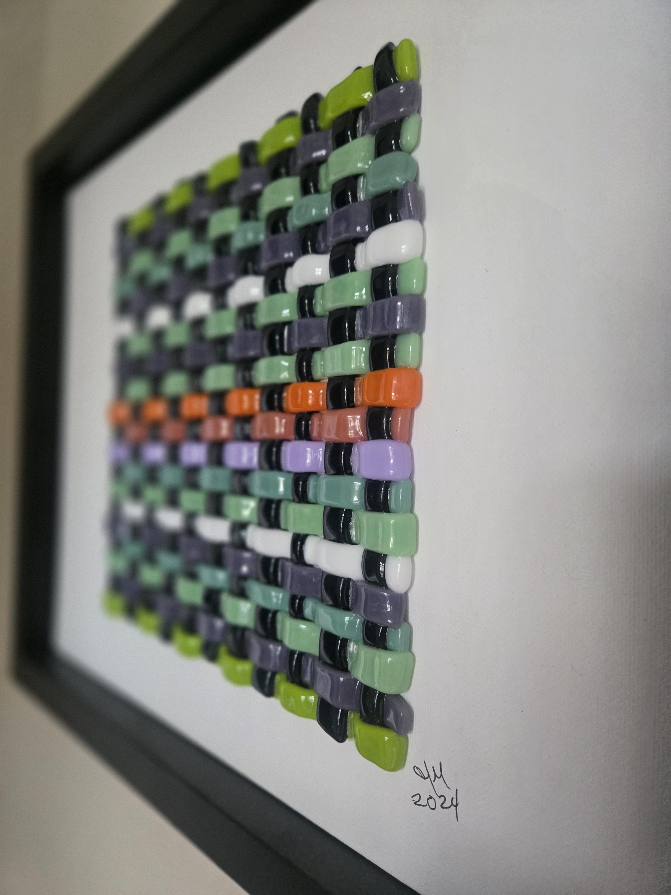 Fused Glass Weave, 11 X 14 Mount on Canvas, Framed , Stunning Piece ...