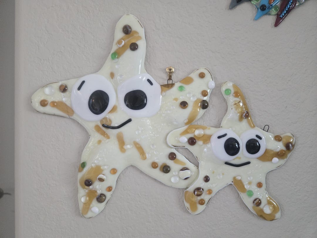 Whimsical Fused Glass Starfish Set: Coastal Wall Decor - Etsy