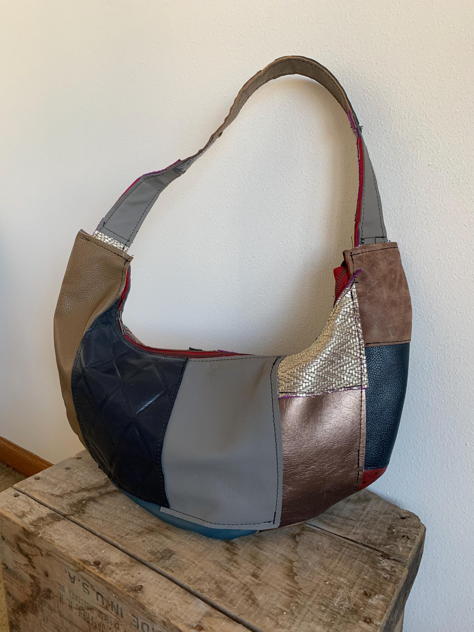 Patchwork Leather Purse - Etsy