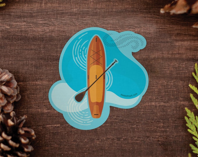 SUP Waterproof Sticker, Stand up Paddle Vinyl Sticker, Paddleboard Gift ...