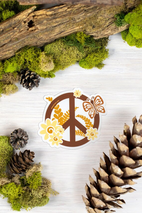 Peace Sign Sticker Hippie Vinyl Sticker Floral Laptop - Etsy