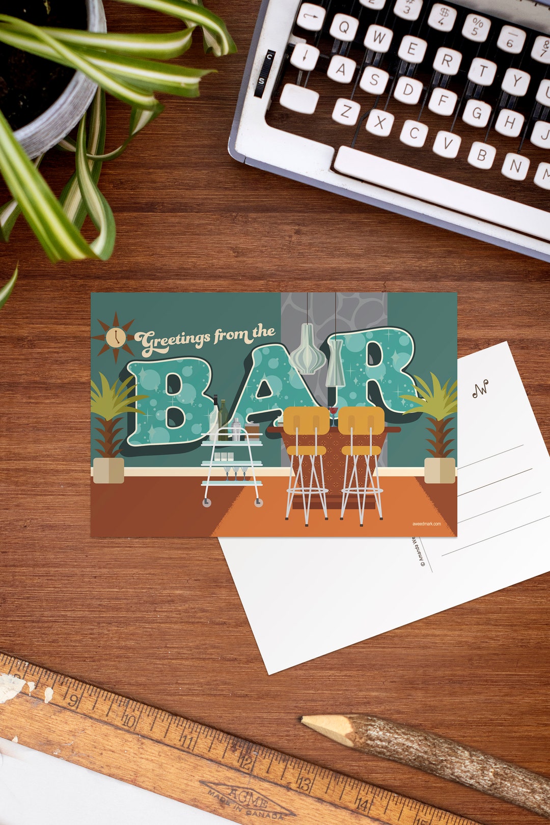 Happy Hour Postcards, Home Bar Postcards, Mid Century Modern Retro ...