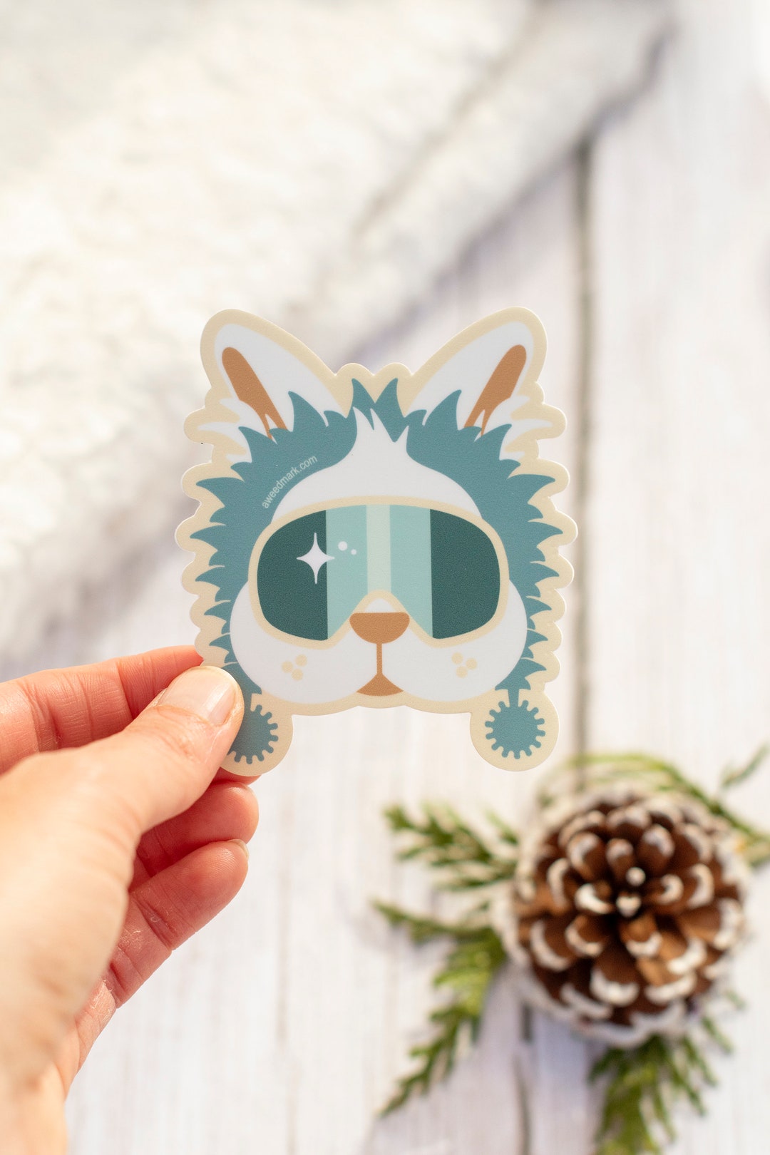 Snow Bunny Sticker, Woodland Animal Snowboard Sticker, Cute Rabbit ...