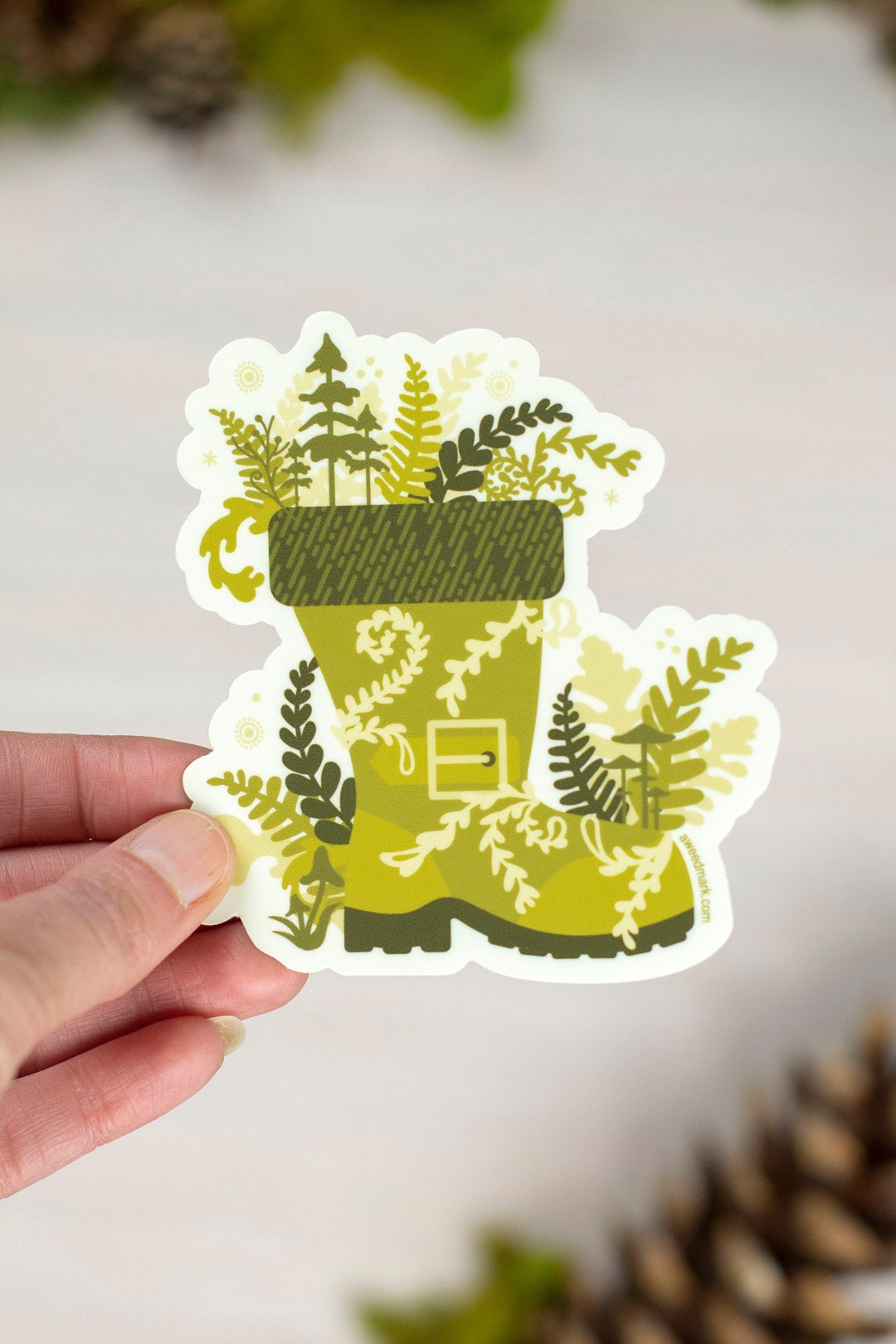 Garden Sticker, Rain Boot Plant Sticker, Floral Stickers, Fern Vinyl ...