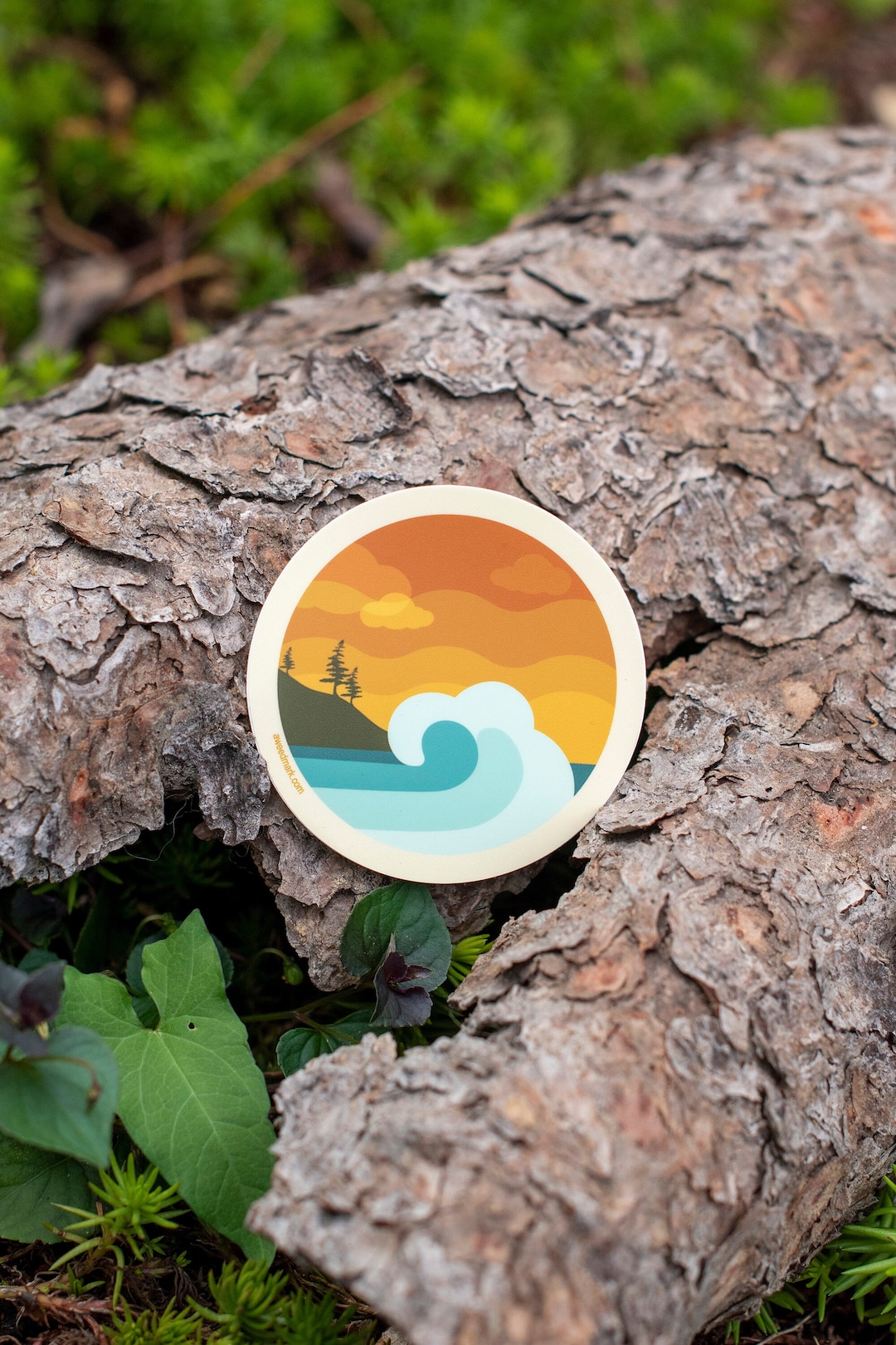 Wave Surfing Sticker, PNW Ocean Vinyl Stickers, Simple Illustration ...