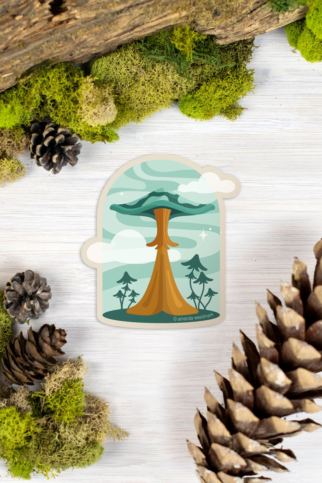 Mushroom Sticker, Whimsical Fungi, Forest Vinyl Sticker, Fantasy Garden ...
