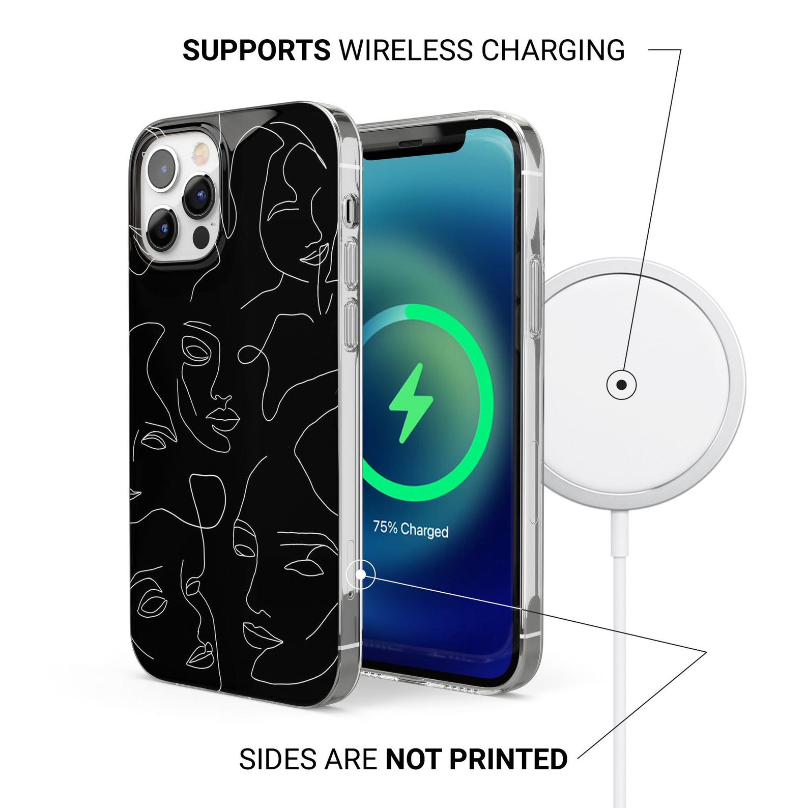 Line Art Phone Case Single Line Minimalist Cover for iPhone 16 Pro, 15 ...