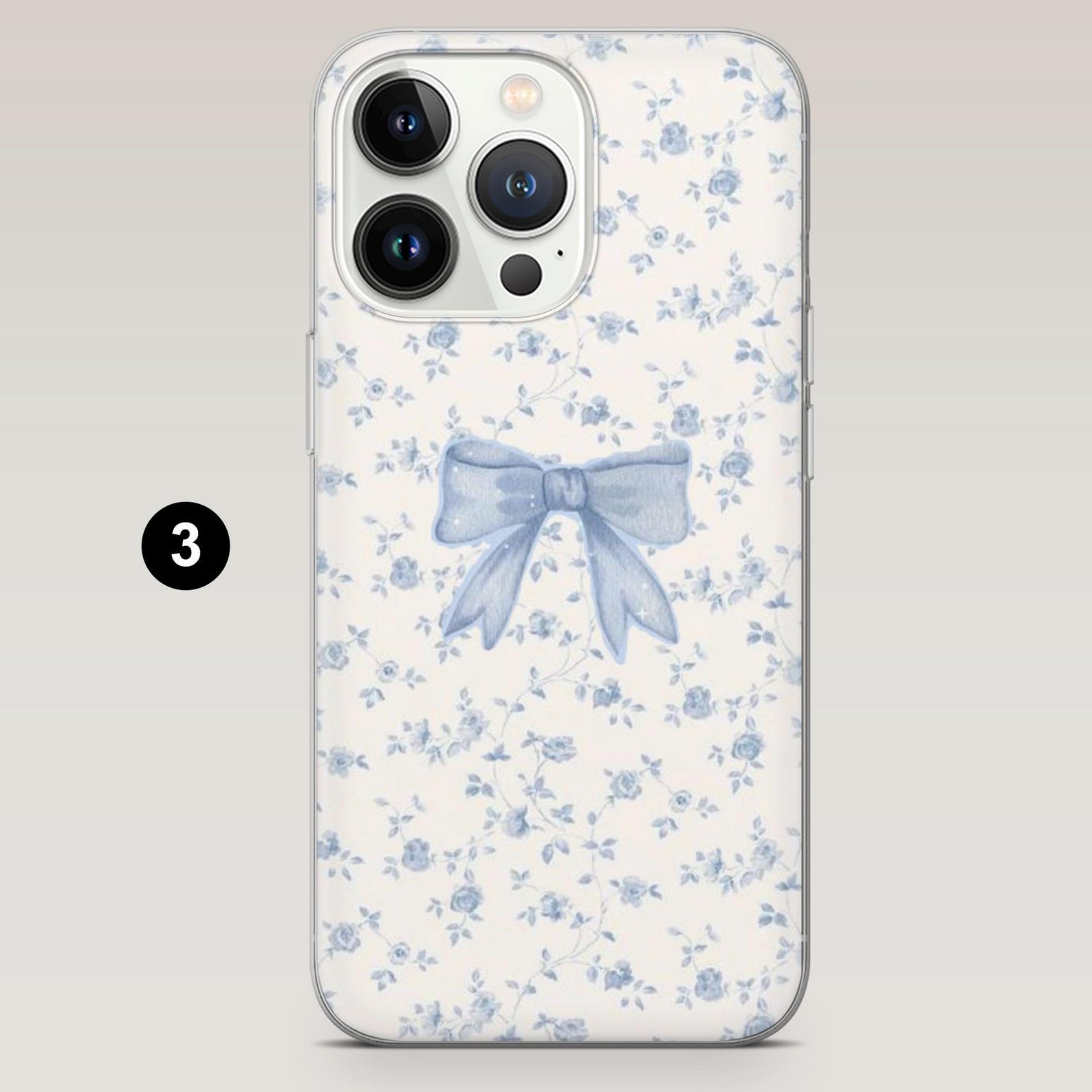 Baby Blue Phone Case Cute Daisy Rose Ribbon Cover for iPhone 17, 16, 15 ...