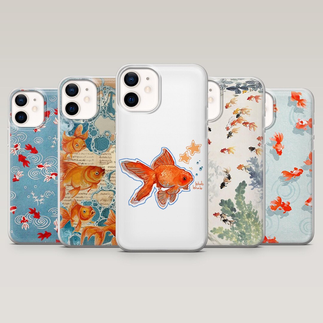 Marine Life Phone Case Japanese Goldfish Cover for iPhone 16 Pro, 15 ...