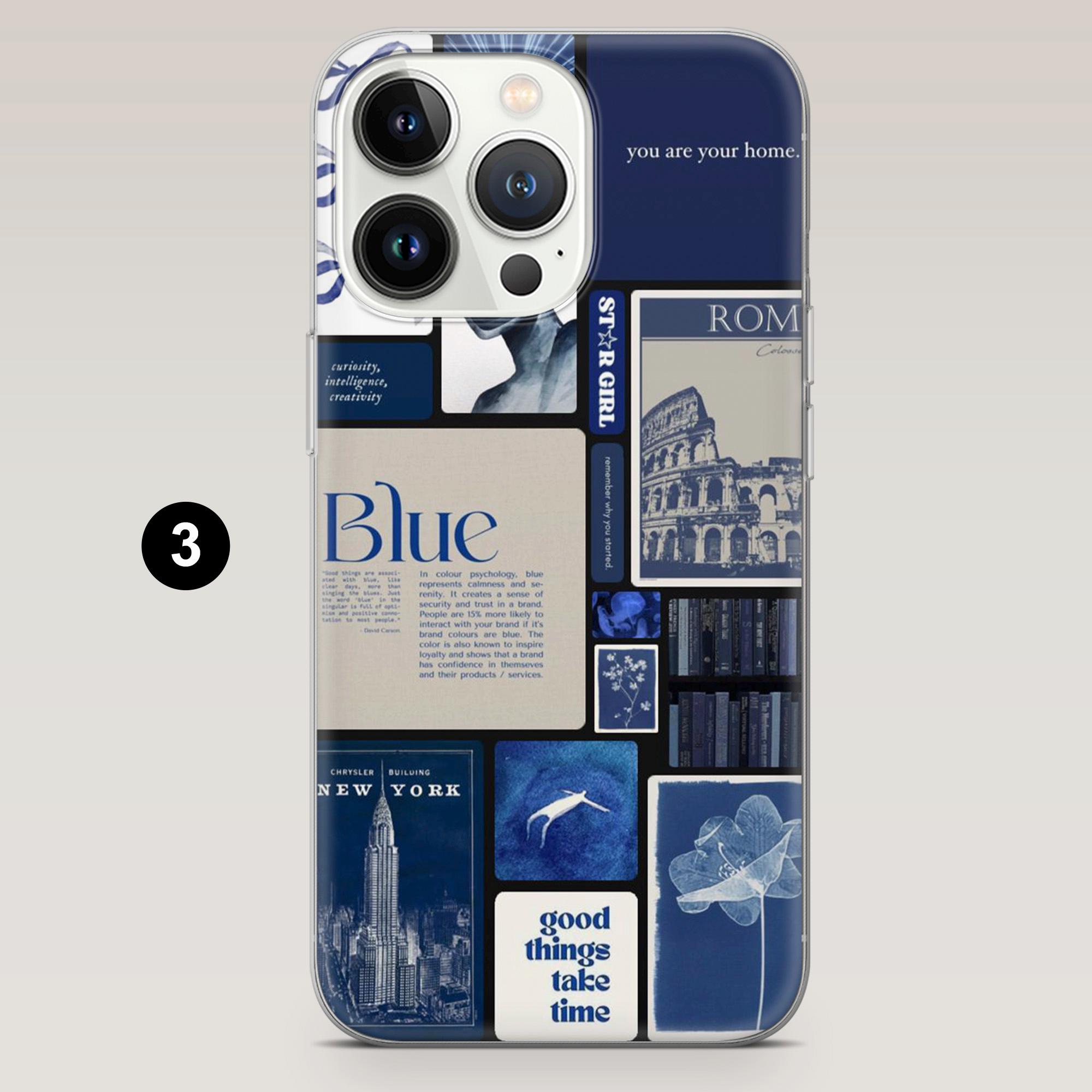 Navy Blue Phone Case Navy Aesthetic Blue Cover for iPhone 16 Pro, 15 ...