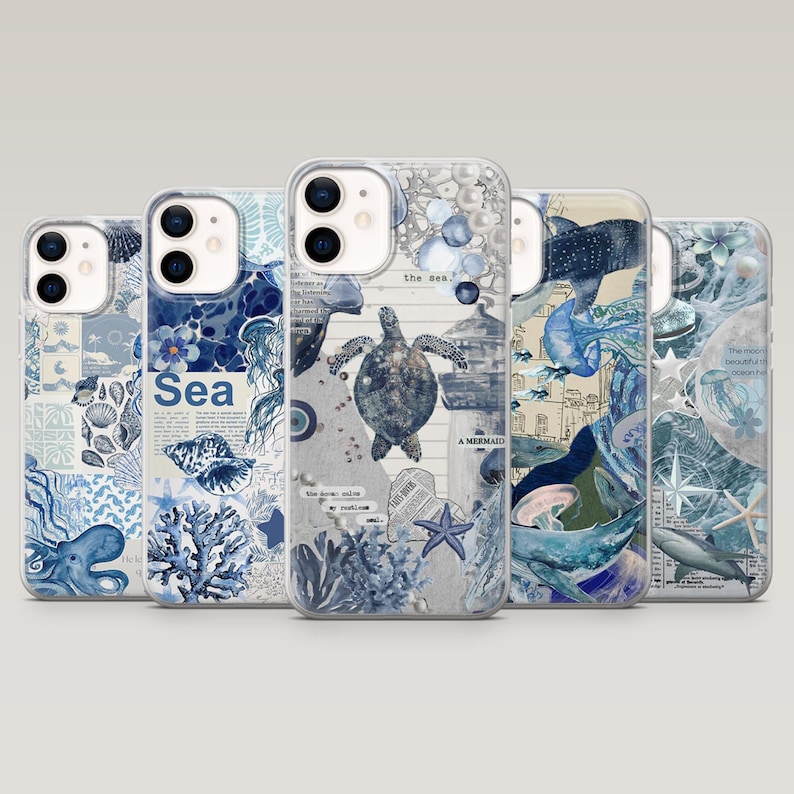 Sea Life Phone Case Ocean Art Coral Reef Turtle Cover for iPhone 16 Pro ...