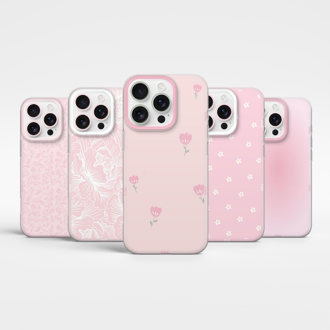 Light Pink Phone Case Pink Aesthetic Pink Flower Cover for iPhone 16 ...