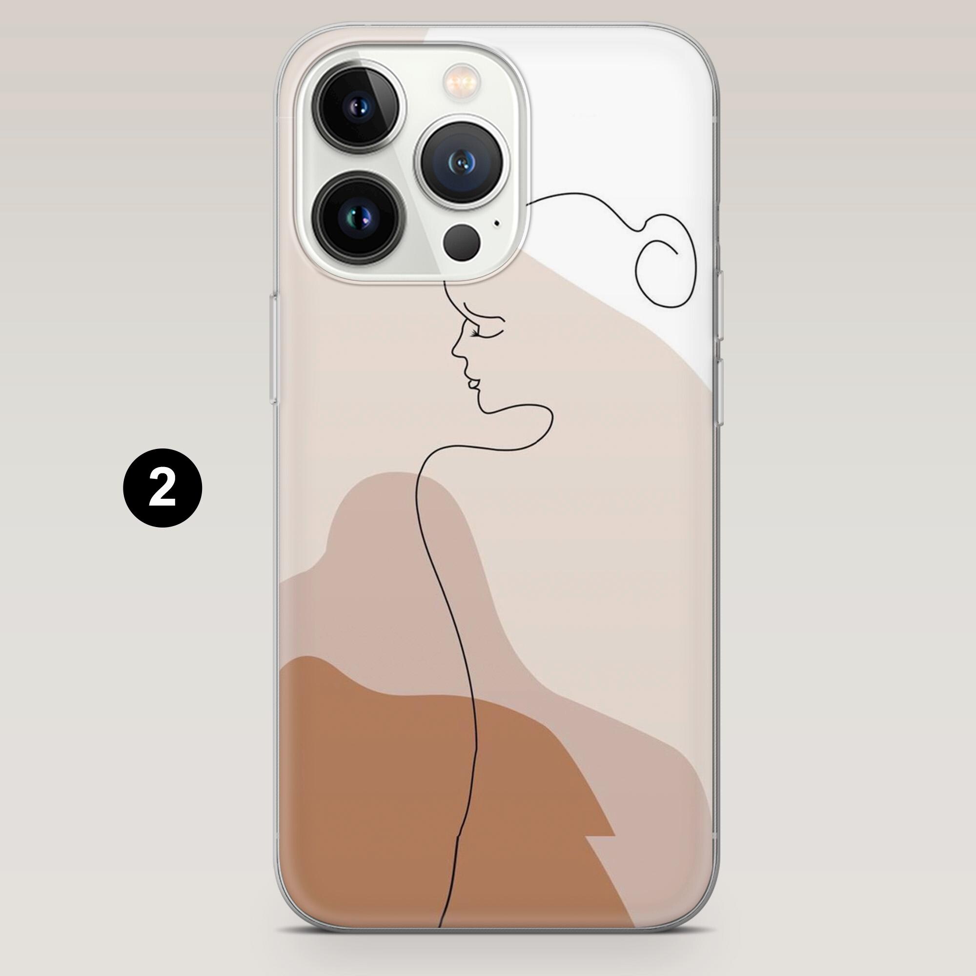 Line Art Phone Case Single Line Minimalist Cover for iPhone 16 Pro, 15 ...