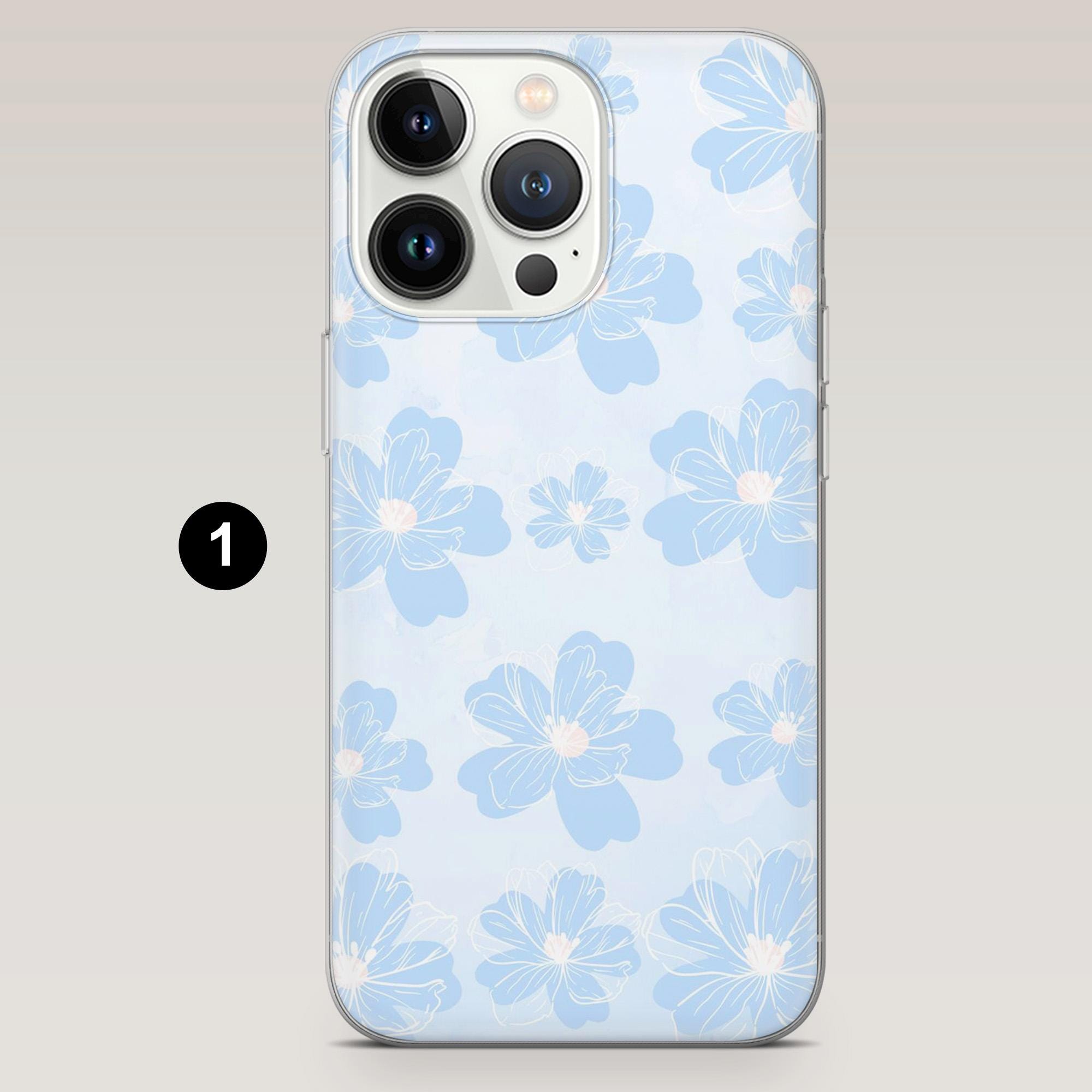 Baby Blue Phone Case Cute Daisy Rose Ribbon Cover for iPhone 17, 16, 15 ...