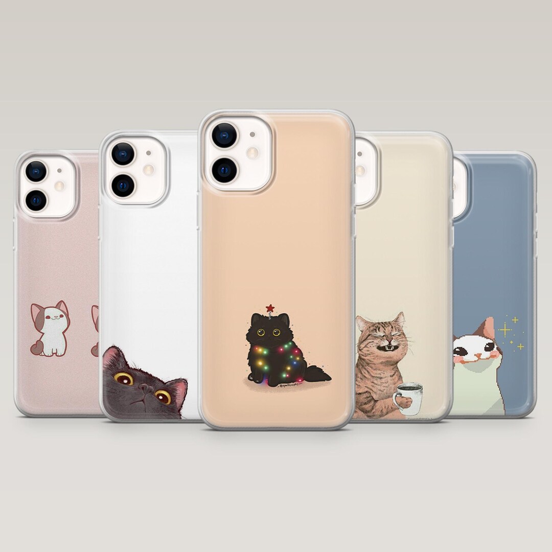 Funny Cat Phone Case Kitty Meme Kawaii Cat Cover for iPhone 16 Pro, 15 ...