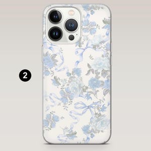Baby Blue Phone Case Cute Daisy Rose Ribbon Cover for iPhone 17, 16, 15 ...
