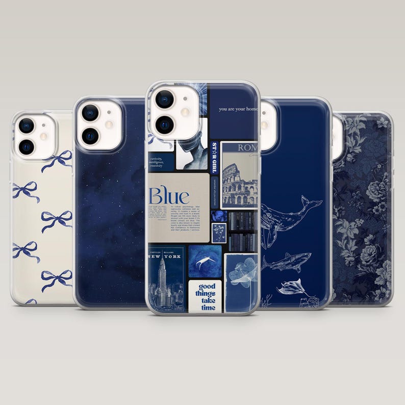 Navy Blue Phone Case Navy Aesthetic Blue Cover for iPhone 16 Pro, 15 ...