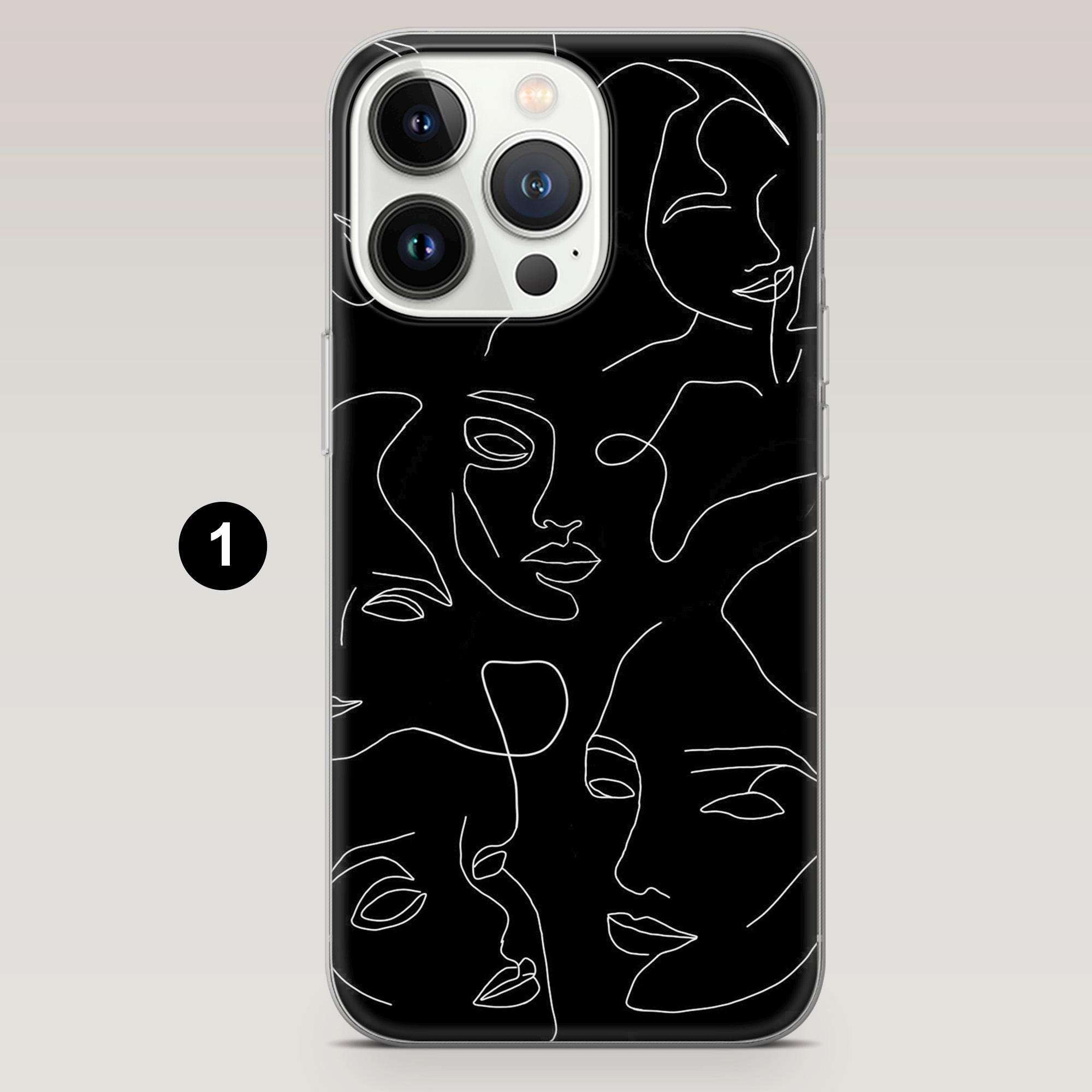 Line Art Phone Case Single Line Minimalist Cover for iPhone 16 Pro, 15 ...