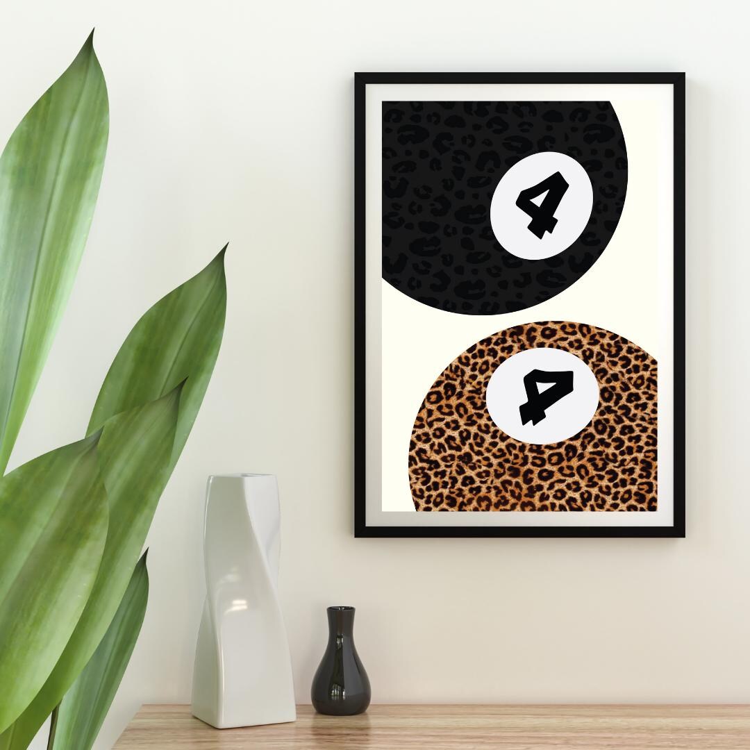 Black and Cheetah 8-ball Poster Design - Etsy