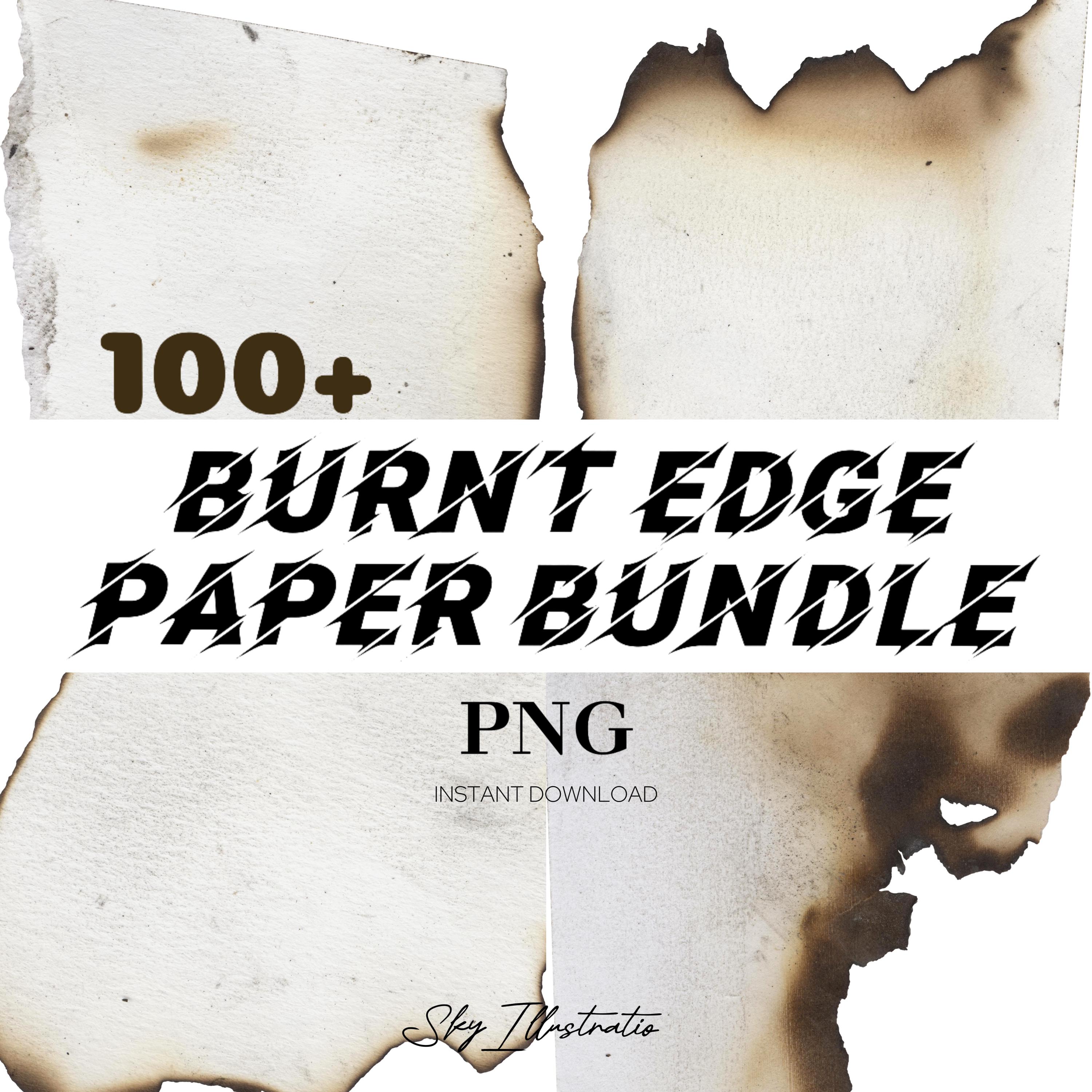 100 Burnt Edge Paper Texture Bundle, 100 PNG Files, Vintage Burnt Paper ...