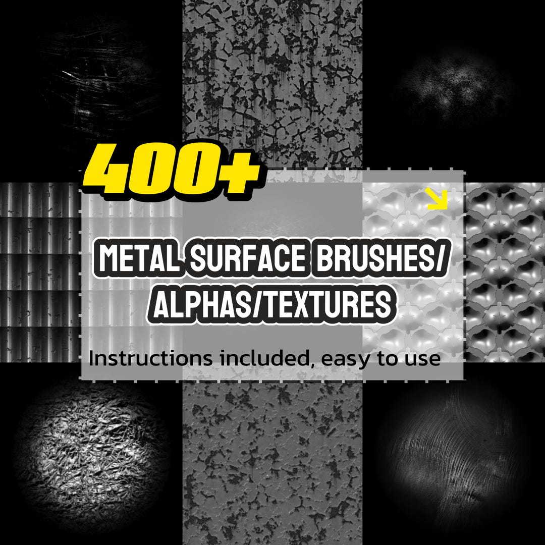 400+ Metal Surface Brushes Alphas for Brush Rust, Scratches, Grunge ...