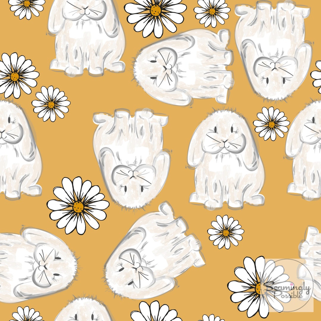 Spring Bunny Pattern, Daisy Pattern, Floral Design, Seamless Design ...