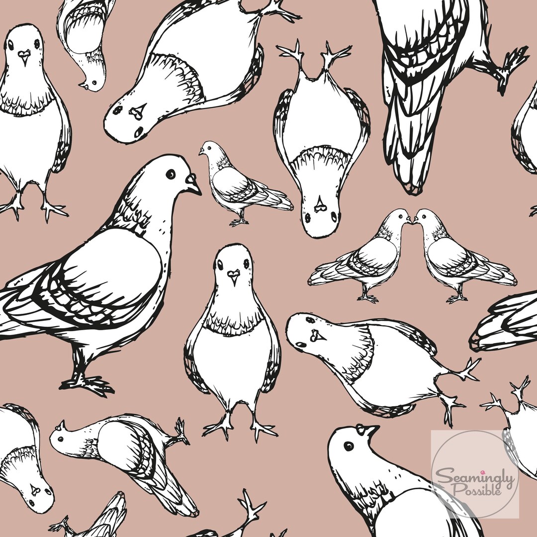 Spring Pigeon Bird Seamless Pattern, Digital Design, Repeat Pattern ...