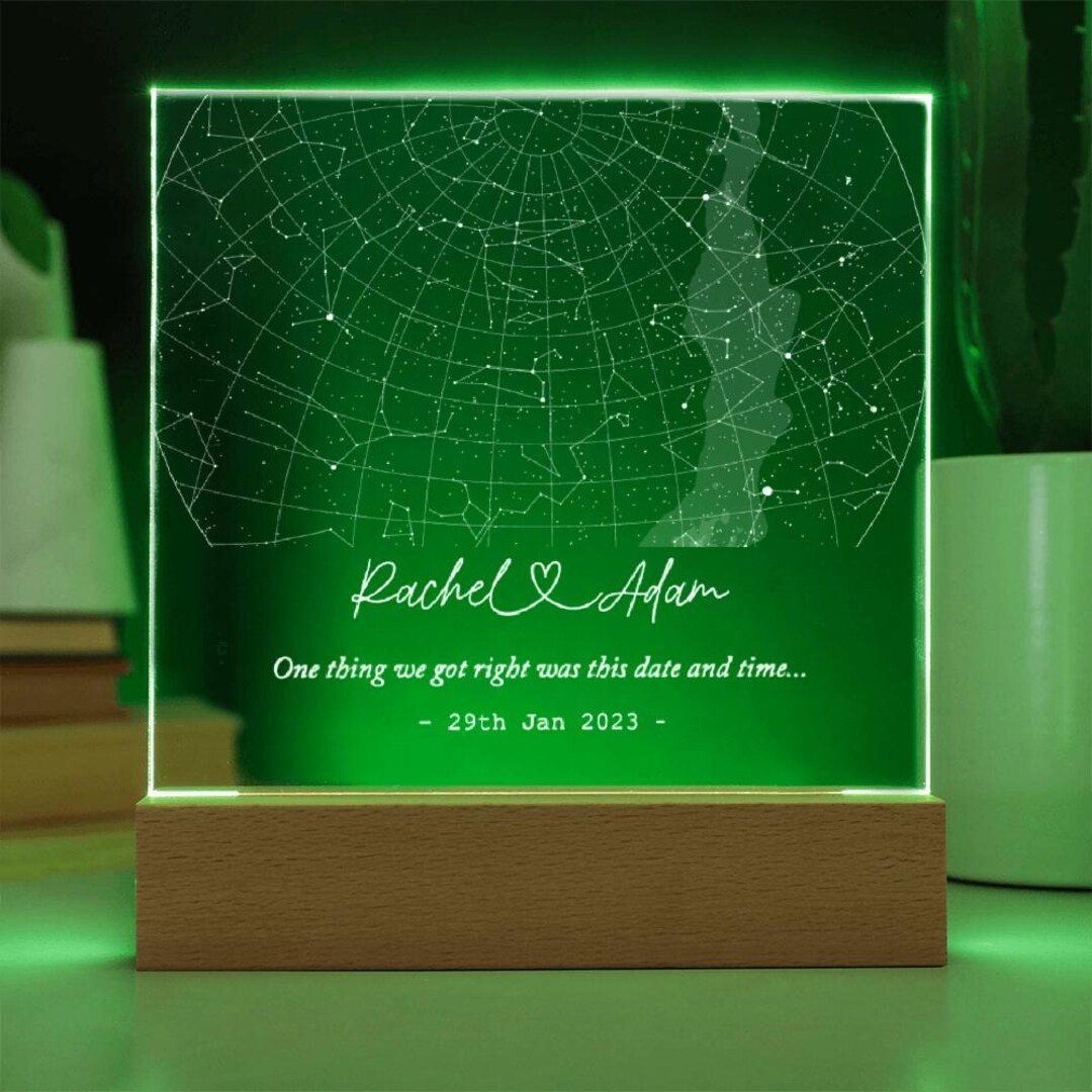 Valentine Personalized Stars Chart LED 7 Colors Gift Star Map on Night ...