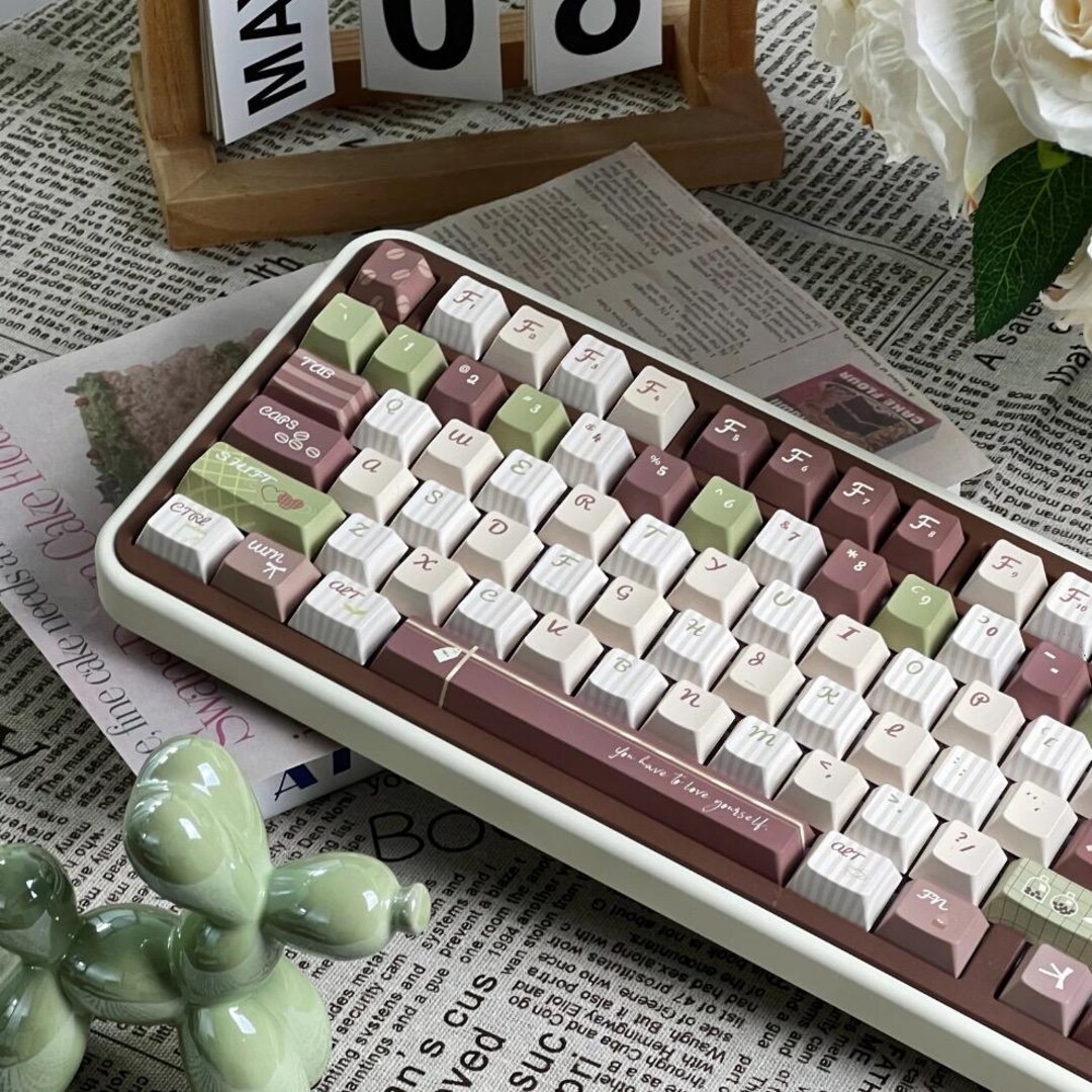 Matcha Latte Keycap Set - Original Design, Minimalist Green & Coffee ...