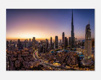 Stunning Dubai Skyline - Watercolor Art Print - Burj Khalifa Cityscape ...