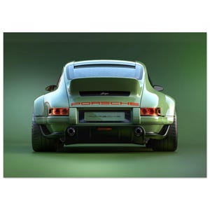 Green Singer Porsche 911 Wall Art | Classic Car Poster | Retro Sports ...