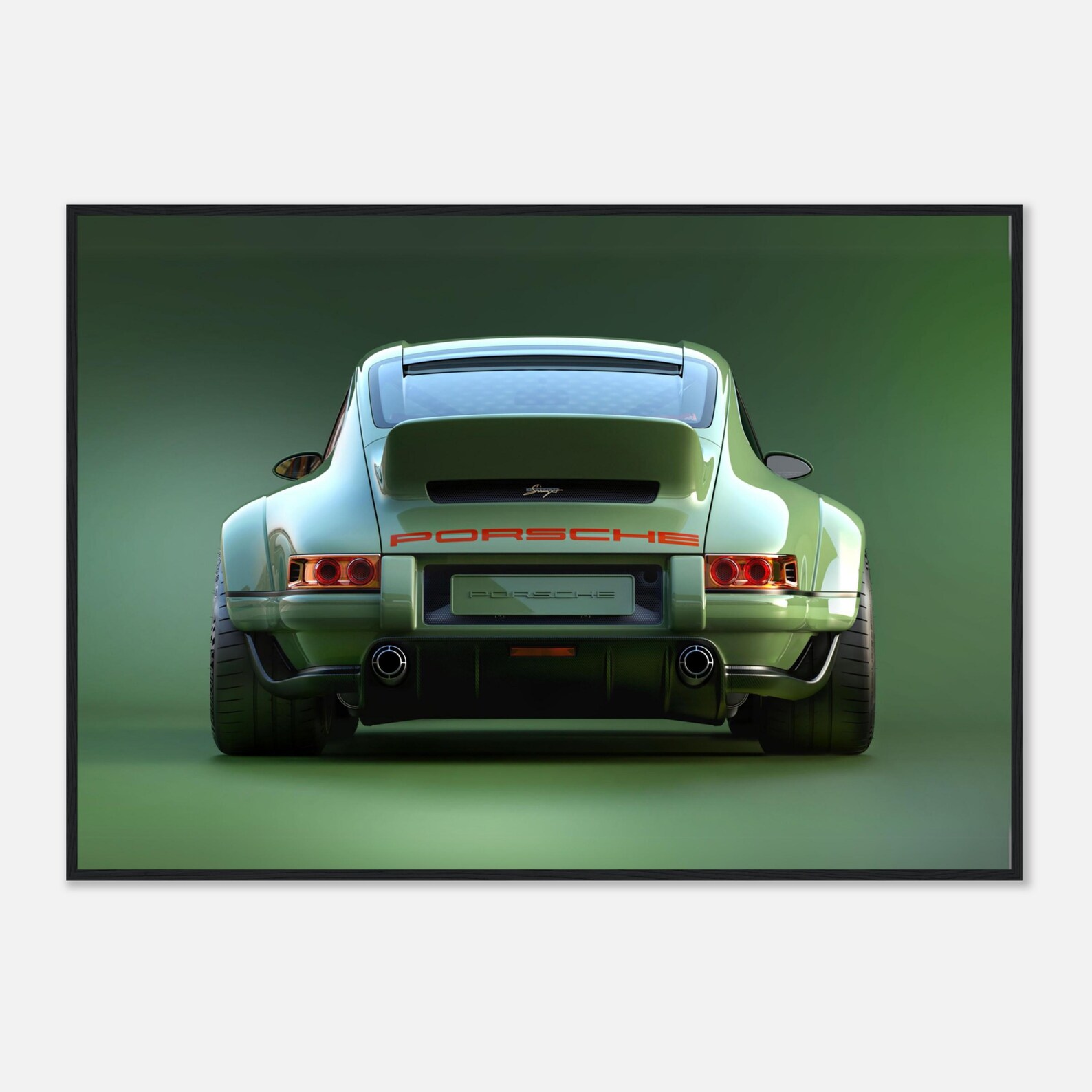 Green Singer Porsche 911 Wall Art | Classic Car Poster | Retro Sports ...