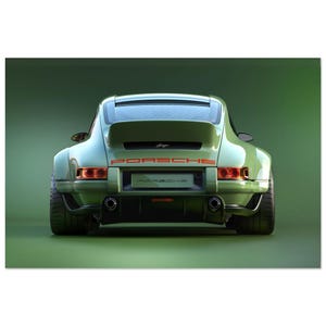 Green Singer Porsche 911 Wall Art | Classic Car Poster | Retro Sports ...
