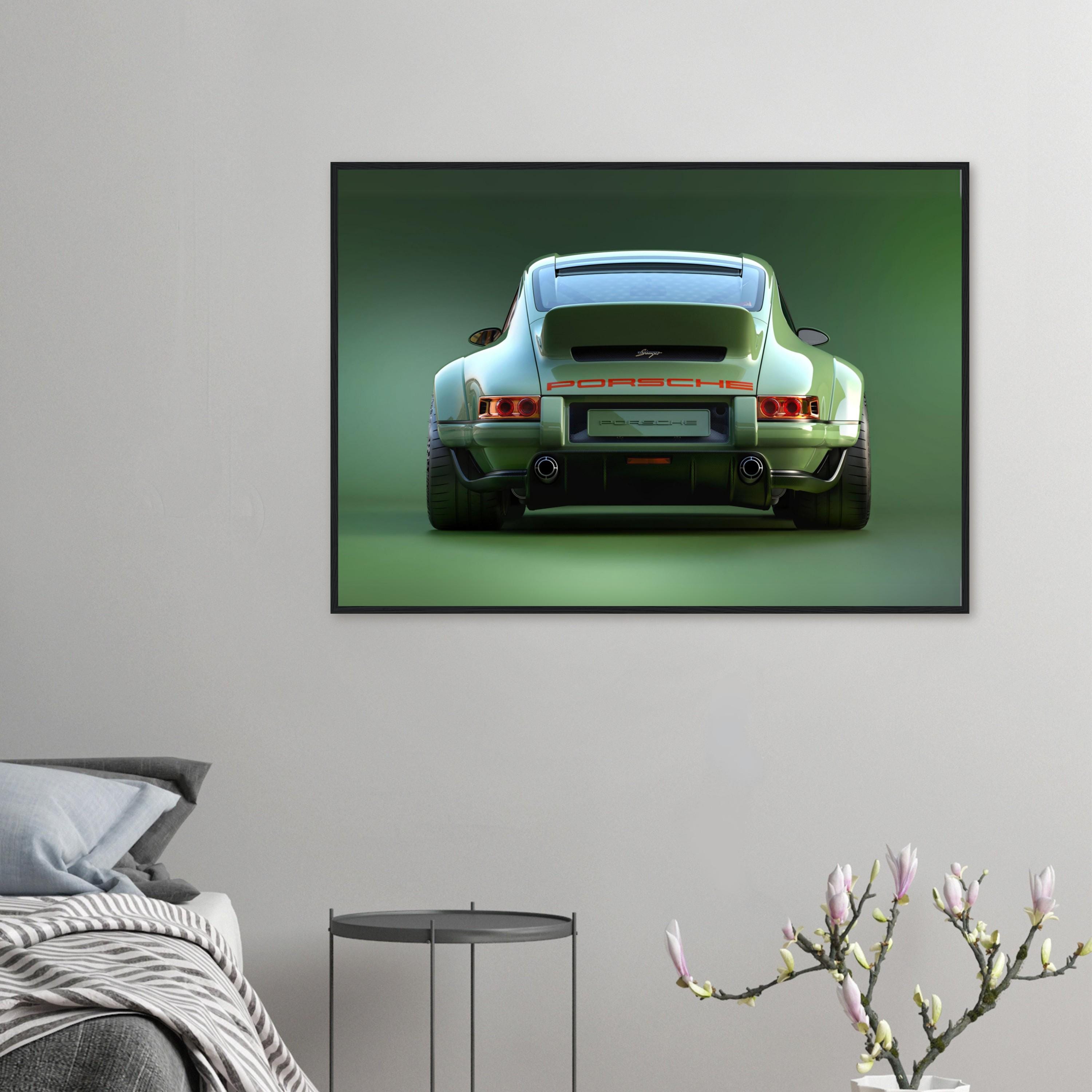 Green Singer Porsche 911 Wall Art | Classic Car Poster | Retro Sports ...