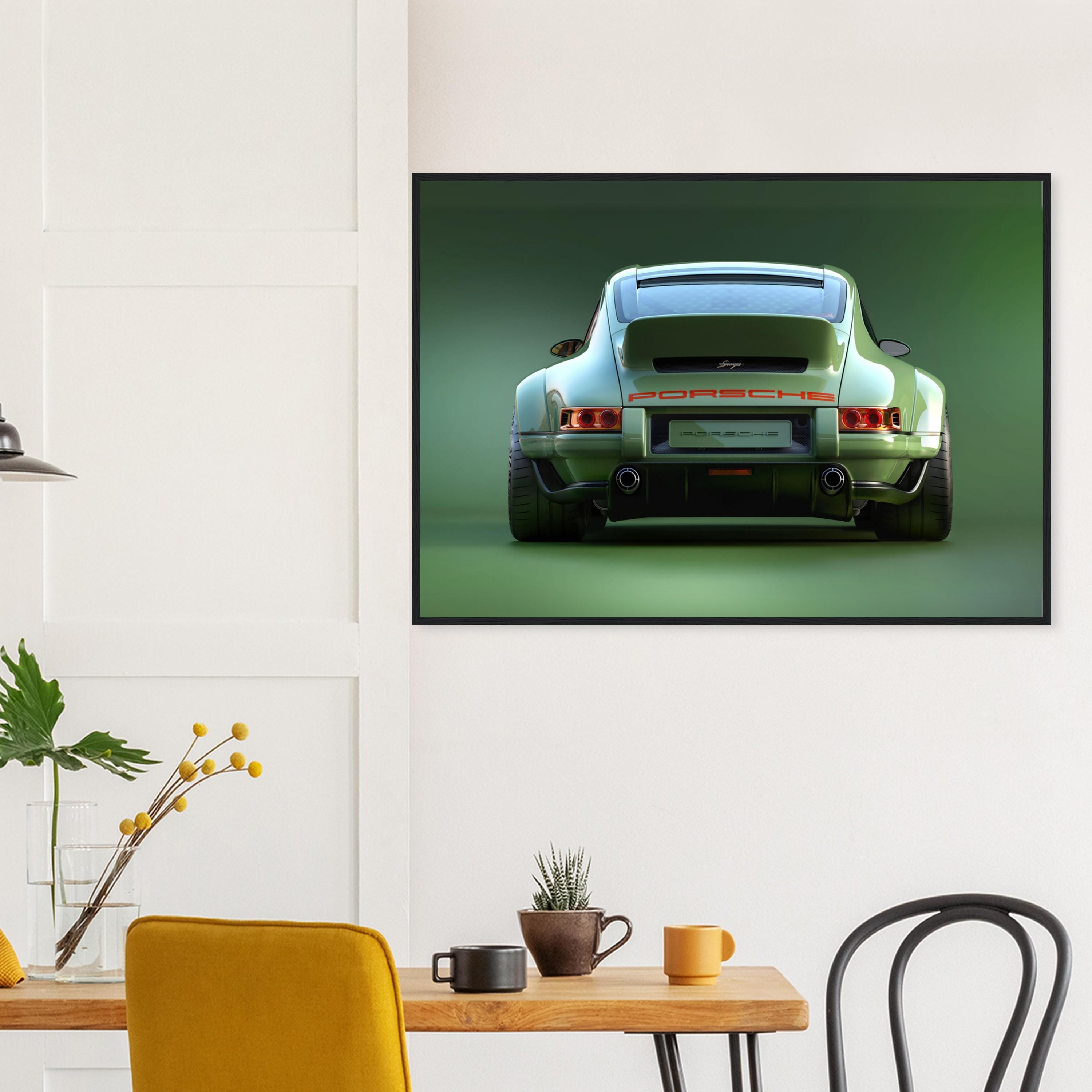 Green Singer Porsche 911 Wall Art | Classic Car Poster | Retro Sports ...