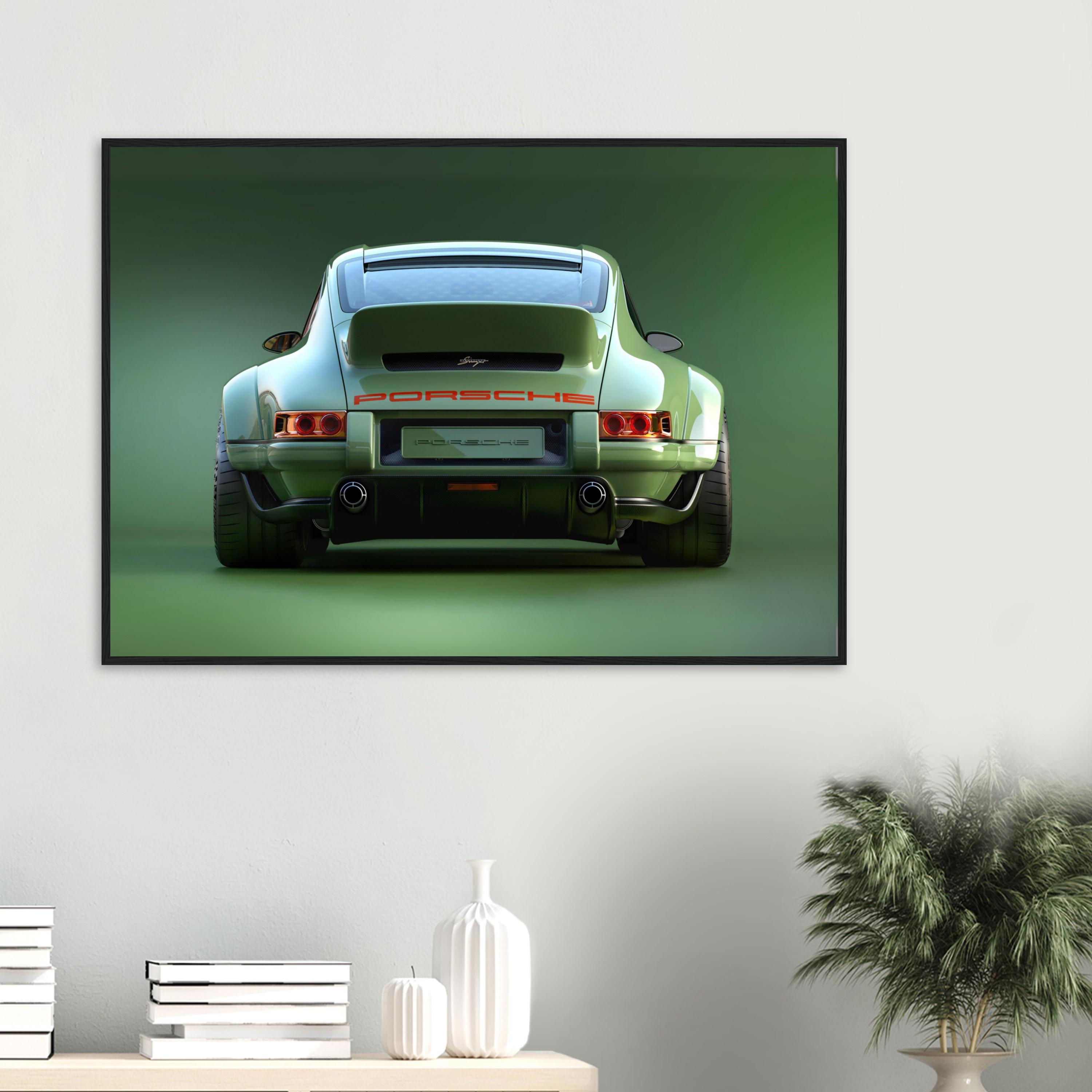 Green Singer Porsche 911 Wall Art | Classic Car Poster | Retro Sports ...