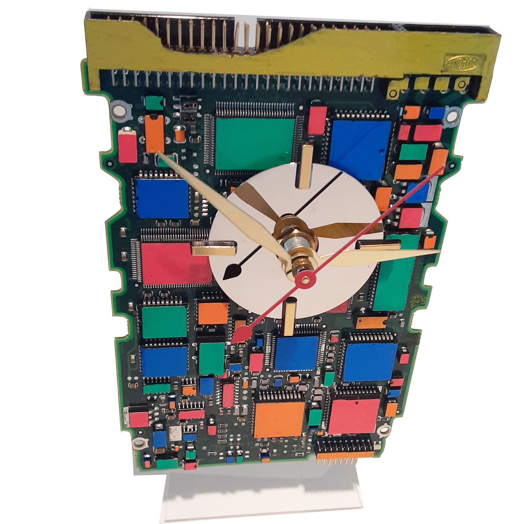 Hand Painted Circuit Board Clock Hand-painted With Laptop Disk Platter ...