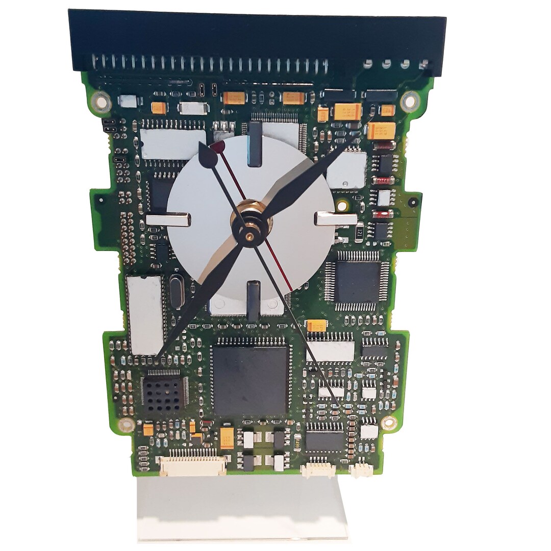 Circuit Board Clock Hand-painted Platinum and Black With Laptop Disk ...