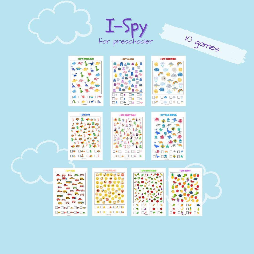 I Spy Printable Activity Sheets, I Spy Game for Kids, I Spy Game ...