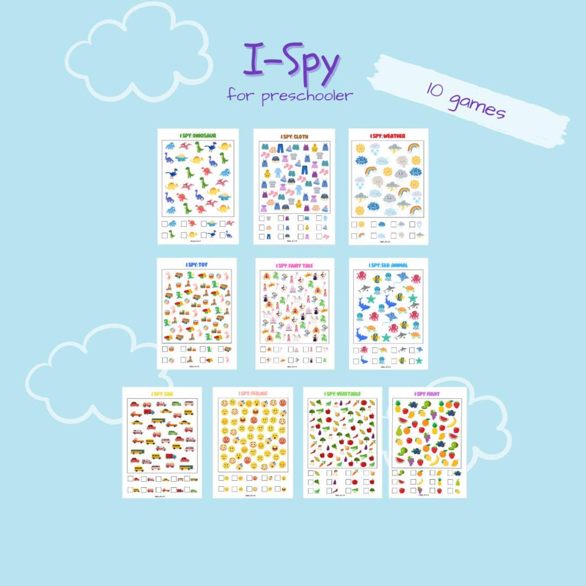I Spy Printable Activity Sheets, I Spy Game for Kids, I Spy Game ...