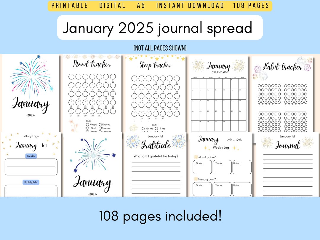 January 2025 Planner, Bullet Journal, Premade Bullet Journal ...