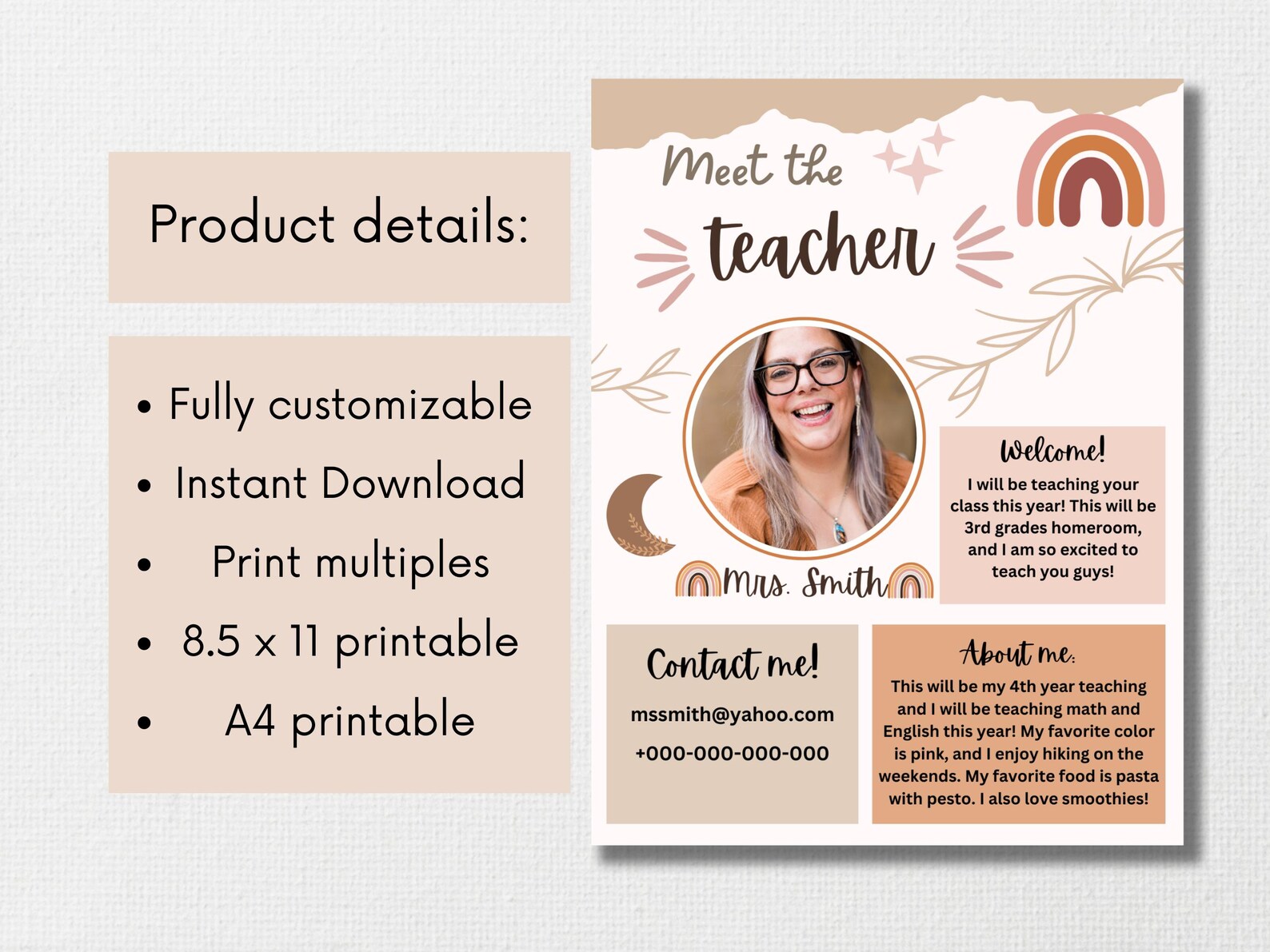 Meet the Teacher Boho Editable Meet the Teacher Meet the Teacher ...