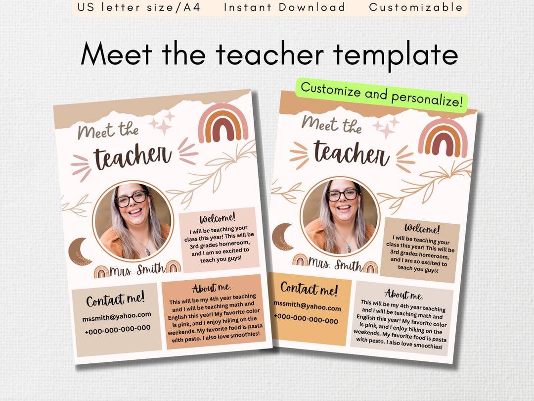 Meet the Teacher Boho Editable Meet the Teacher Meet the Teacher ...