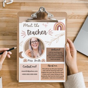 Meet the Teacher Boho Editable Meet the Teacher Meet the Teacher ...